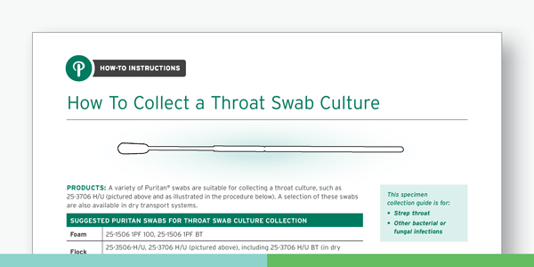 How to Collect a Throat Swab Specimen | Puritan Medical Products